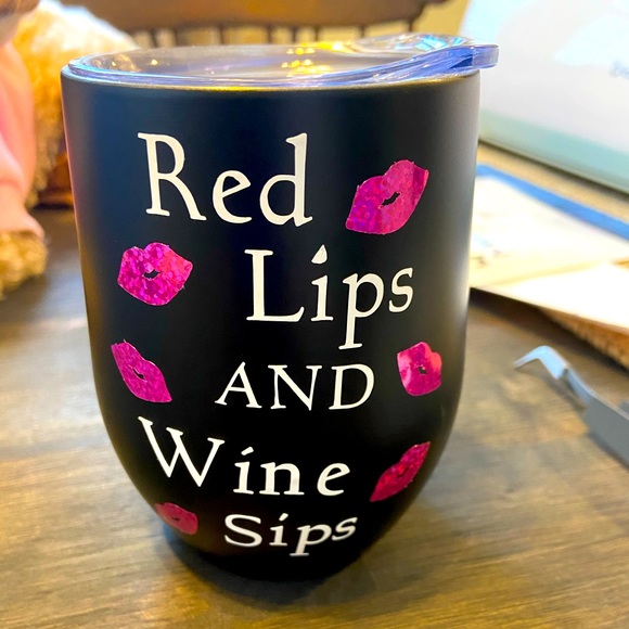 Dining | Brand New Red Lips Wine Sips Wine Tumbler Wlid | Poshmark